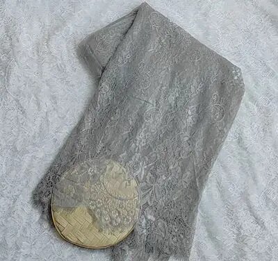 Французское кружево Шантильи, полиэстер, 150х300 см Grey