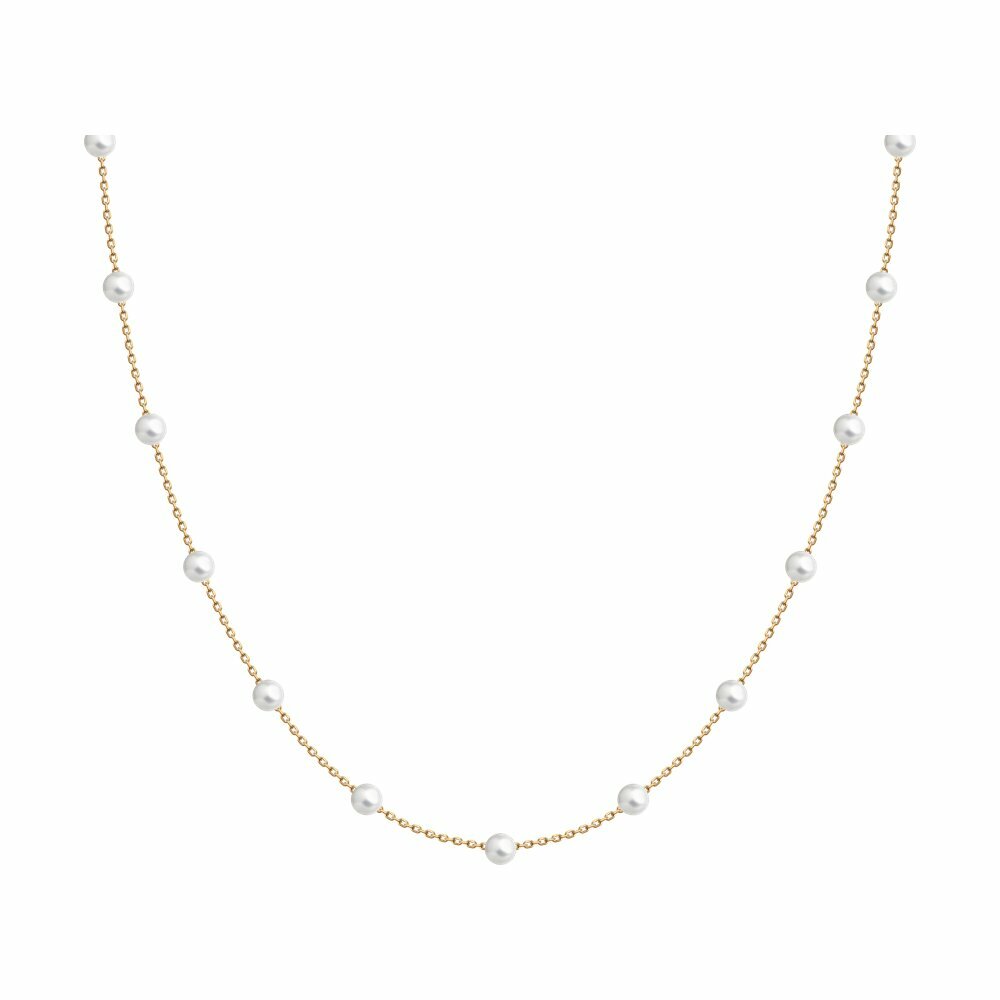 Колье, красное золото, 585 проба, жемчуг пресноводный культивированный