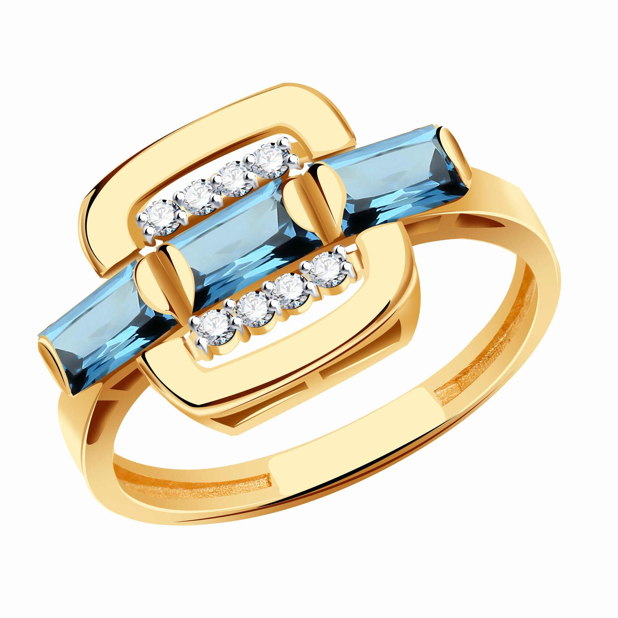 Кольцо Diamant online, красное золото, 585 проба, Лондон топаз, фианит