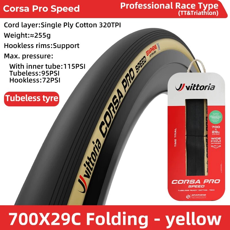 Шины Vittoria Corsa Pro Speed 700x26/28/29 tubeless 700x29C 1pce