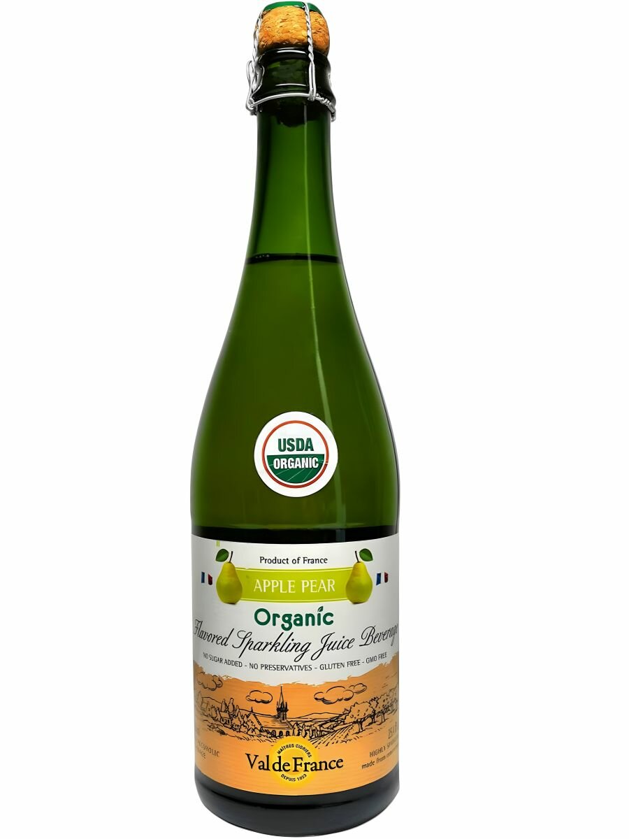 Игристый сидр, лимонад, аналог безалкогольного шампанского Val De France "Груша" по 0,75 л, 6 шт.