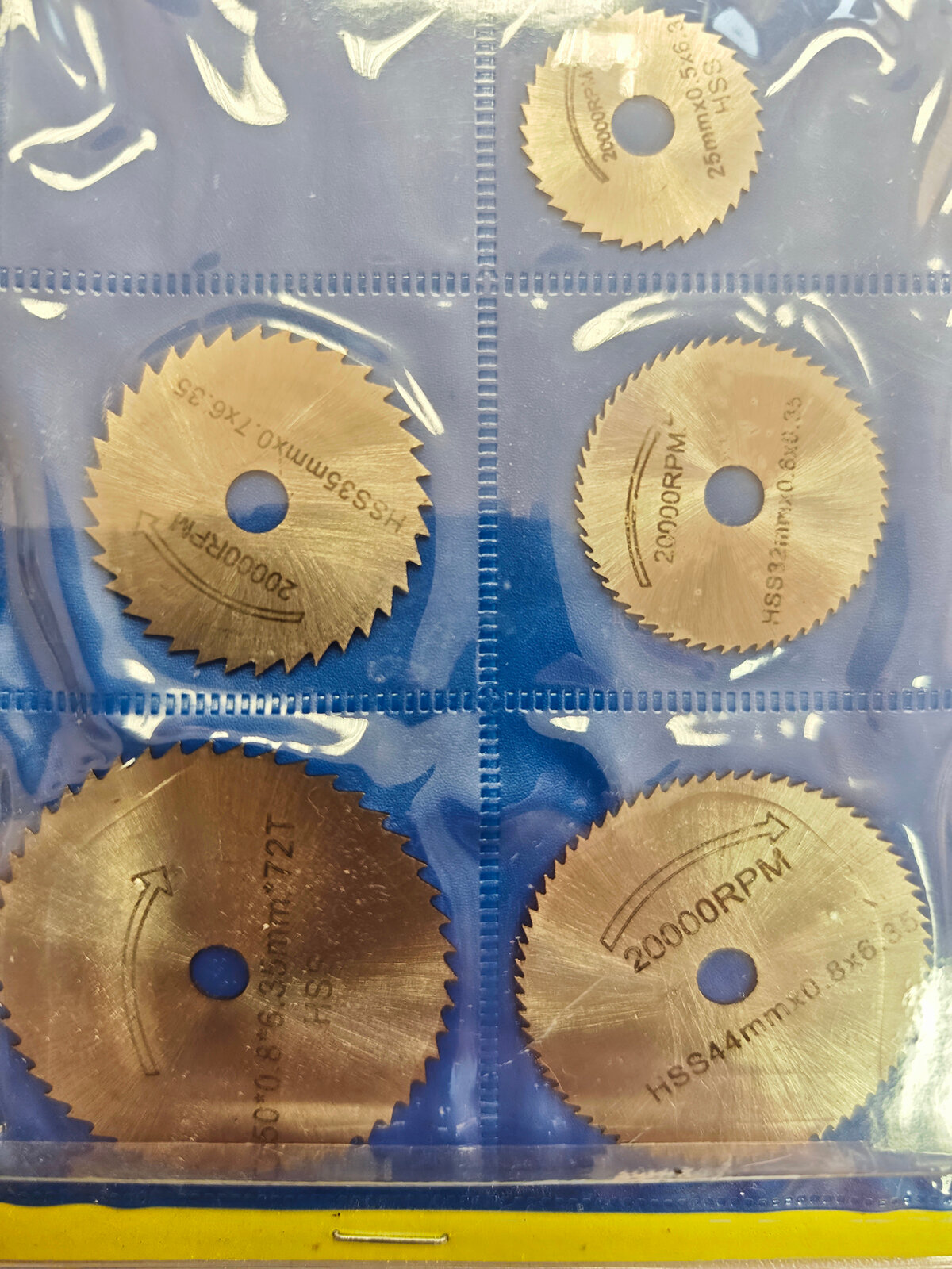 Набор из пяти отрезных фрез 25-50 мм, без держателя. SONA