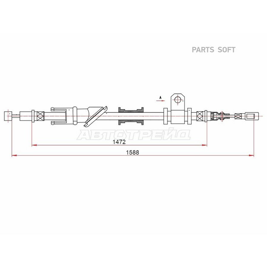 Трос ручного тормоза MITSUBISHI CARISMA/ LANCER VI прав 96-06 SAT ST-52-0080 | цена за 1 шт