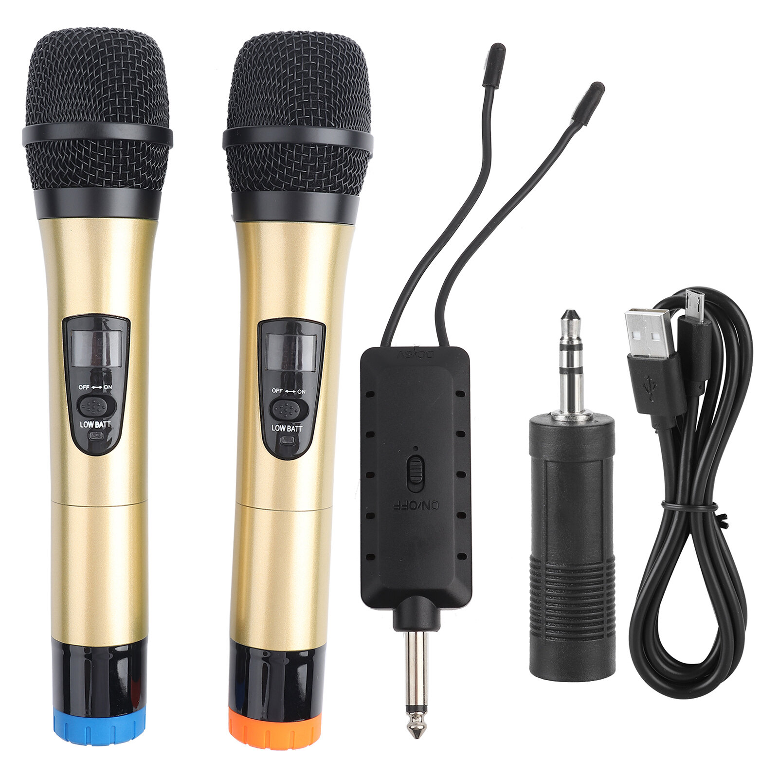 Universal VHF Wireless Handheld Microphone with Receiver for Karaoke/Business Meeting Gold