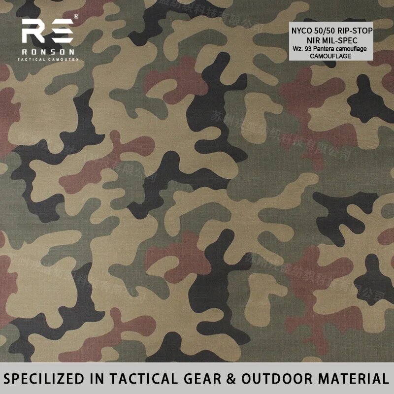 Горячая распродажа 50% Нейлон 50% Хлопковая ткань Ripstop Wz. Тактическая ткань Pantera Poland Camouflage NYCO5050 93, для униформы на складе