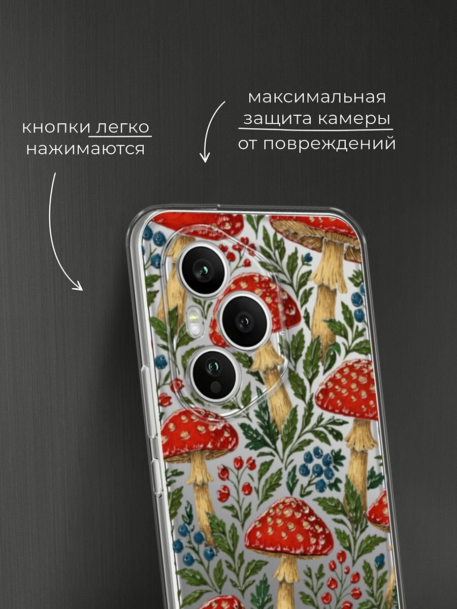 Силиконовый чехол на Honor 400 Pro / Хонор 400 Про с принтом Мухоморы — фото 1