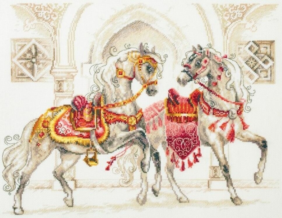 Набор для вышивания Чудесная игла "Королевские скакуны" 31x40 см, Лошади Животные