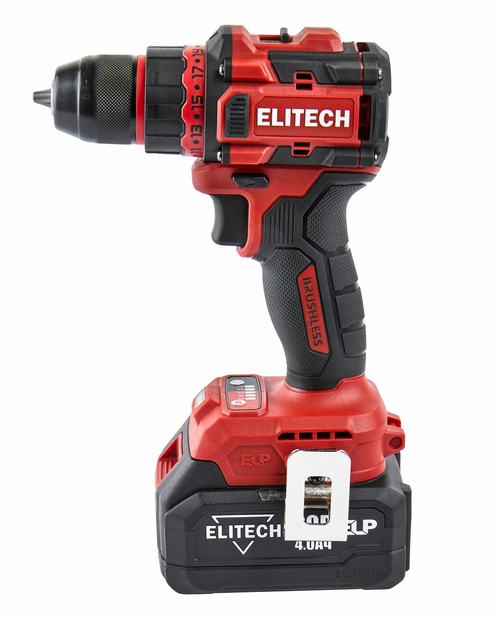 Аккумуляторная дрель-шуруповерт ELITECH ДА 20БЛ2 (E2201.045.02), 20В, 50 нм, BL мотор, 1 АКБ 2.0 А/ч+1 АКБ 4.0 А/ч кейс