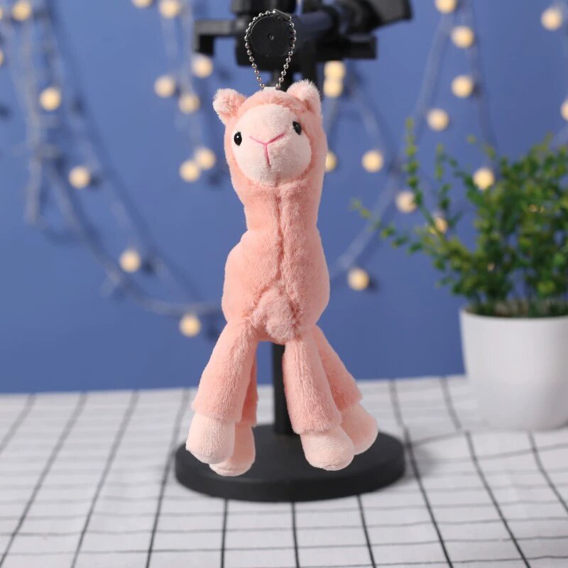 Модный брелок-альпака для девочек, плюшевый кулон-овечка для рюкзака, маленькая игрушка-брелок в виде куклы. Розовая