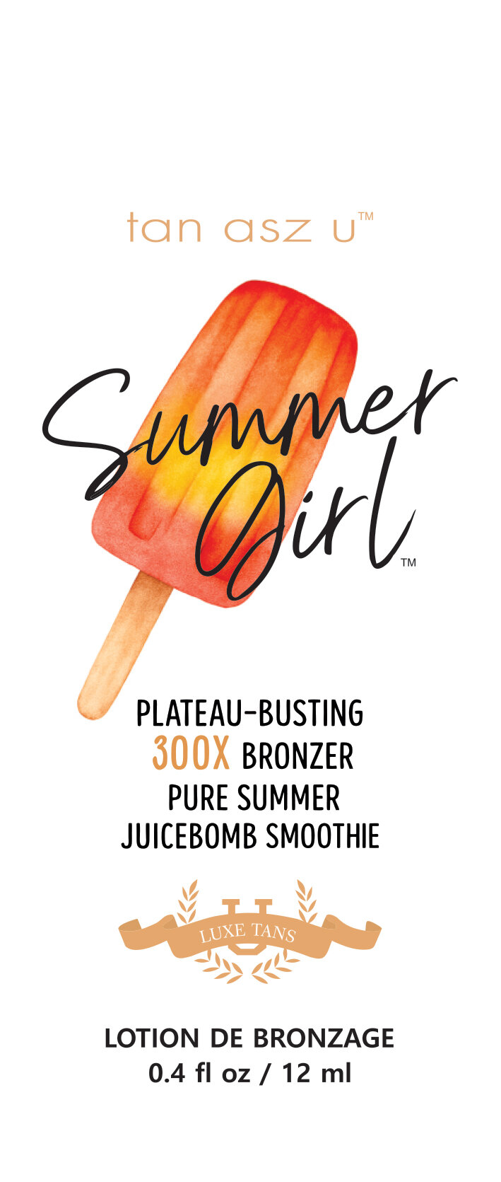 TAN ASZ U, 300х Летний смузи пробивающий плато загара Summer Girl, 12 мл