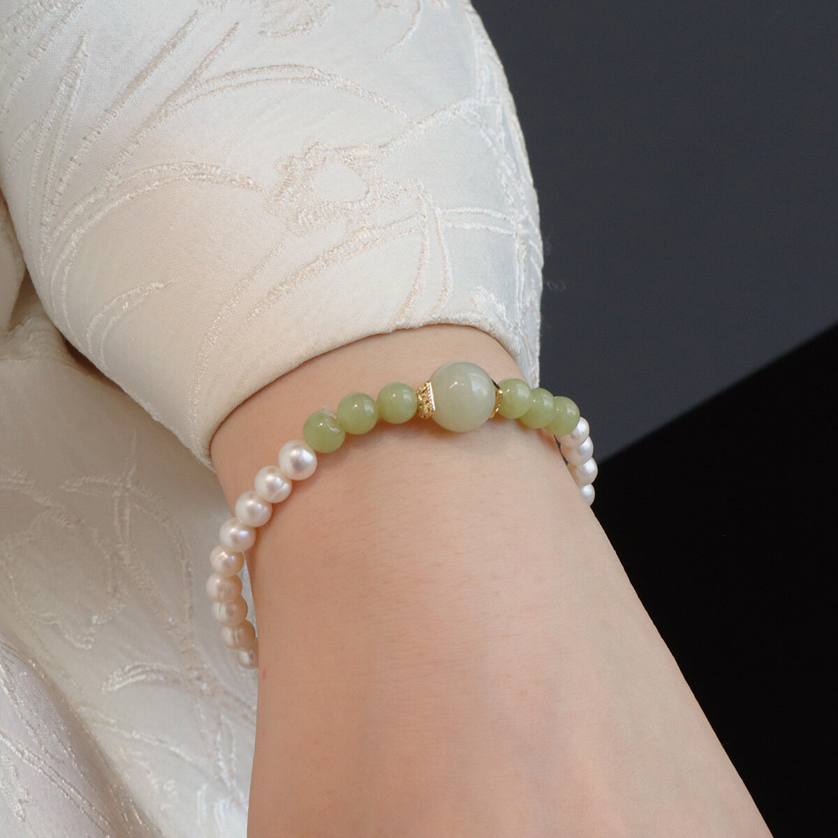 Браслет для гадания, YM Mall из и нефрита Серебро Привлекает благополучие в семье