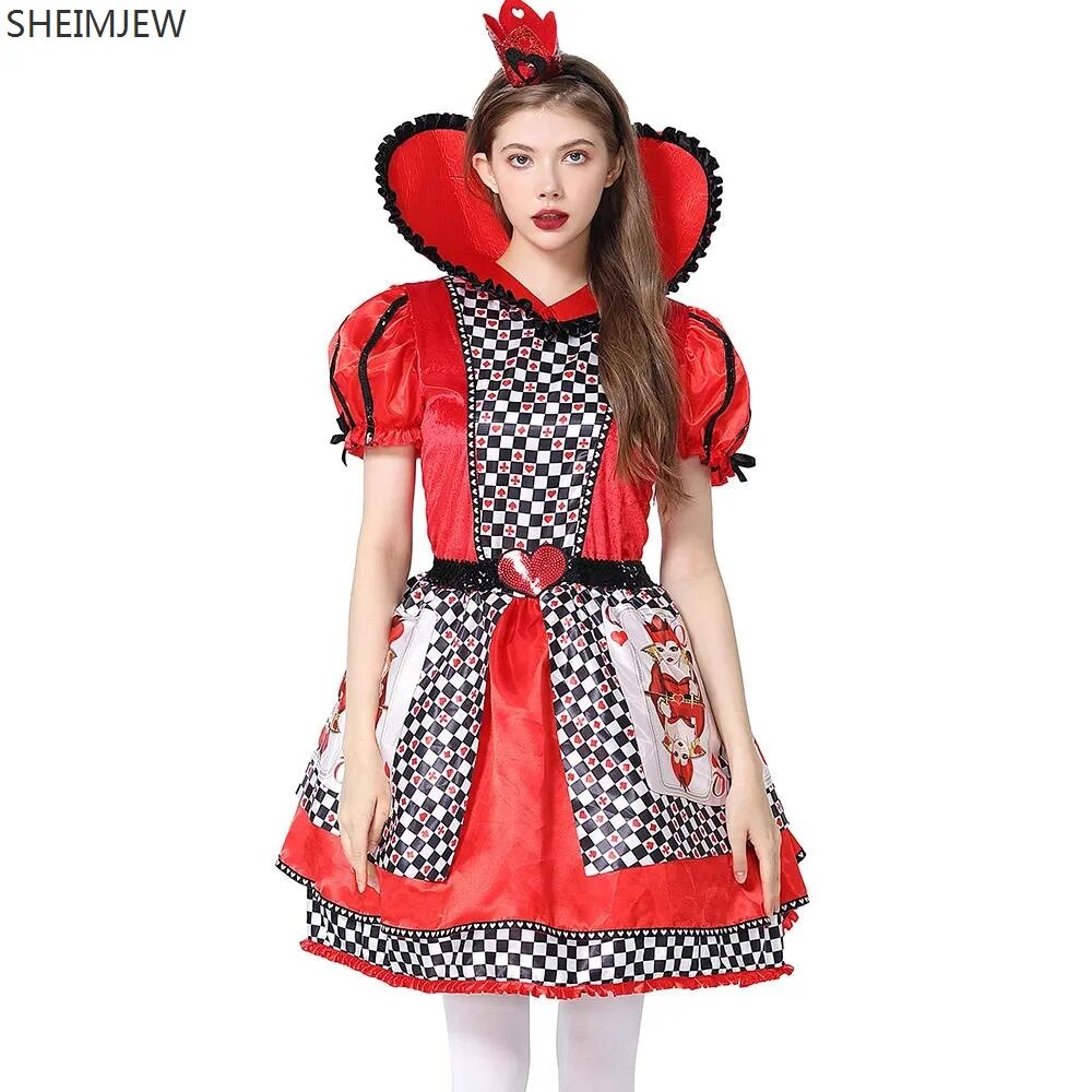 Косплей костюм Алиса в Стране Чудес Королева Сердец IOOTIANY Красный, М, Adult