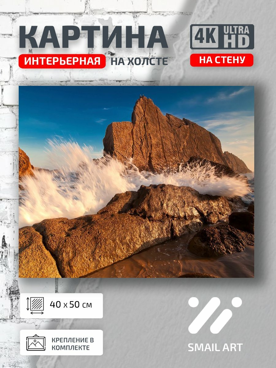 Картина на холсте интерьерная 40 на 50 на стену Скала Landscape для кафе пейзаж интерьер