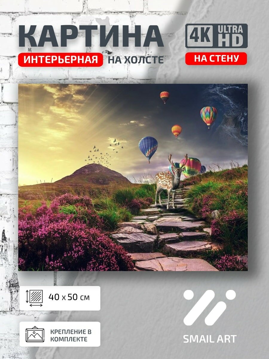 Картина на холсте интерьерная 40 на 50 на стену Воздушные шары для гостиной атмосфера