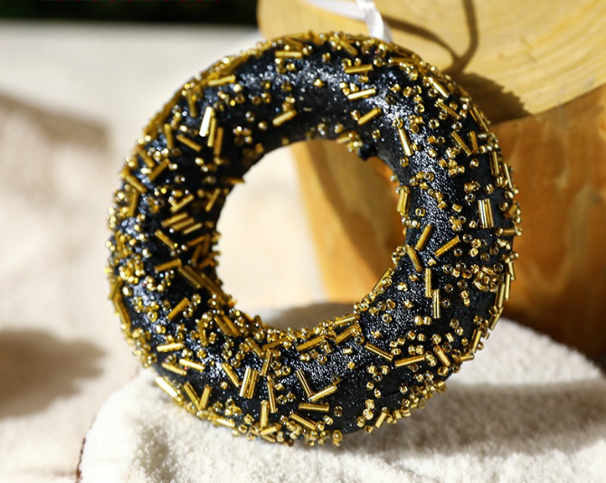 Рождественские украшения из высококачественной серии black gold, Раскрашенный шар,10cm