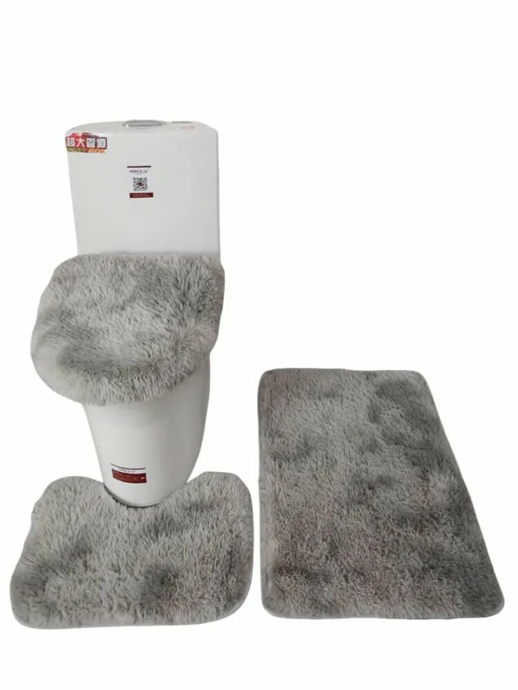 Набор ковриков, ковры 3в1 для ванной и туалета с вырезом, с длинным ворсом, мягкие, пушистые, противоскользящие. Ковер для душевой.