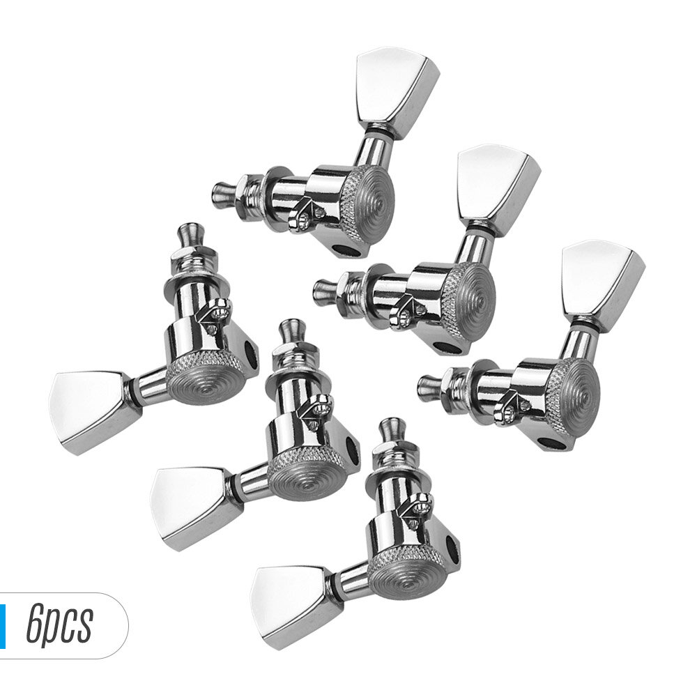 6 Pieces 3L3R Guitar String Tuning Pegs Locking Tuners Machine Heads Knobs for Acoustic Electric Guitars Replacement Accessories with Mounting Screws and Ferrules Silver