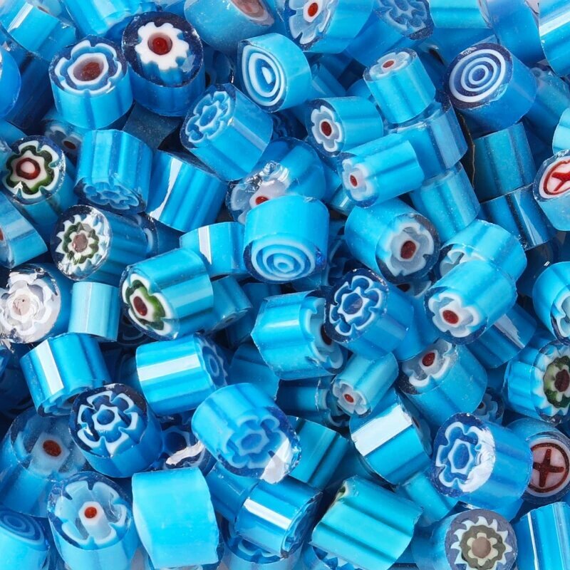 Стеклянные бусины Миллефиори, 28g Light Blue