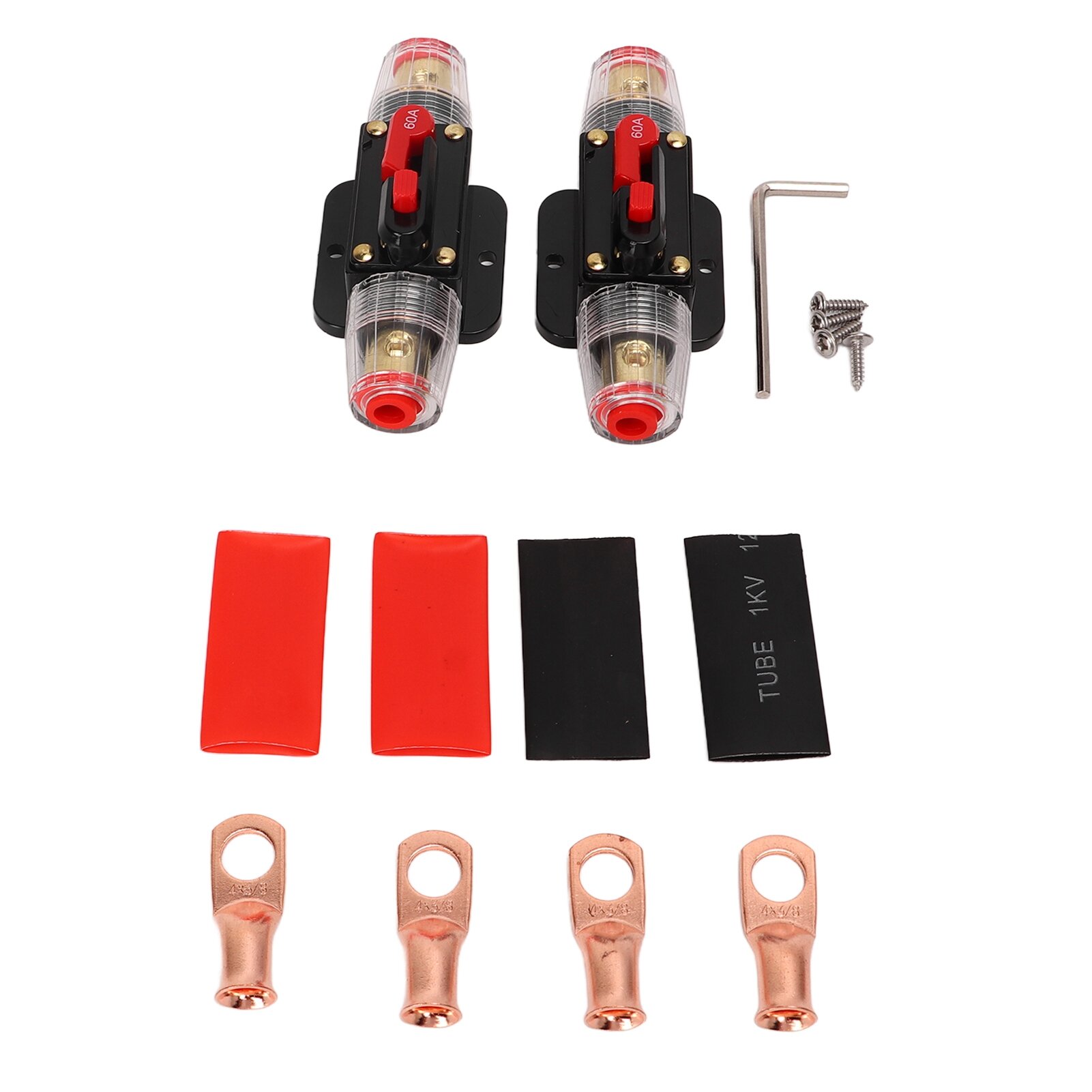 Автоматический предохранитель 12-24В с ручным сбросом, держателем, клеммами и термоусадкой для авто, лодок, аудиосистем 60А