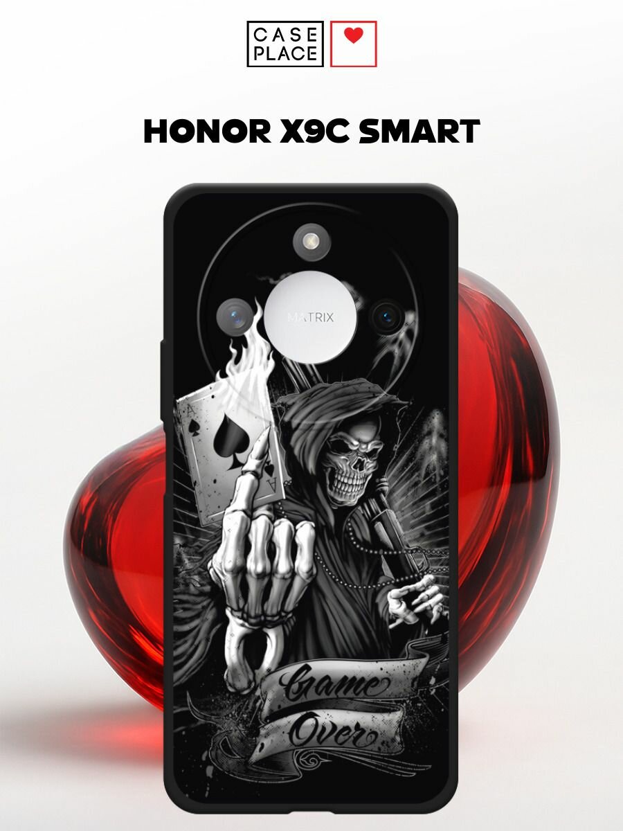 Черный матовый чехол на Honor X9C Smart / Хонор Х9С Смарт с принтом Конец игры