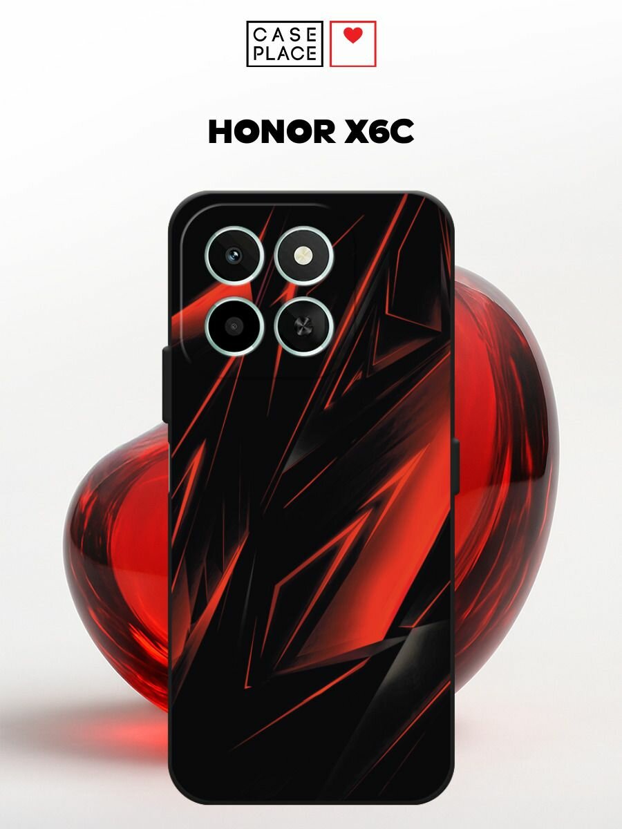 Черный матовый чехол на Honor X6c / Хонор Х6с с принтом Текстура