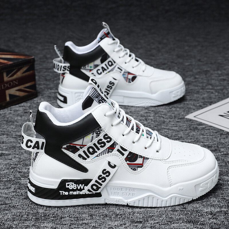 Мужские белые кроссовки 2025 года, высокие, повседневные, спортивные, мужские размеры 39-46