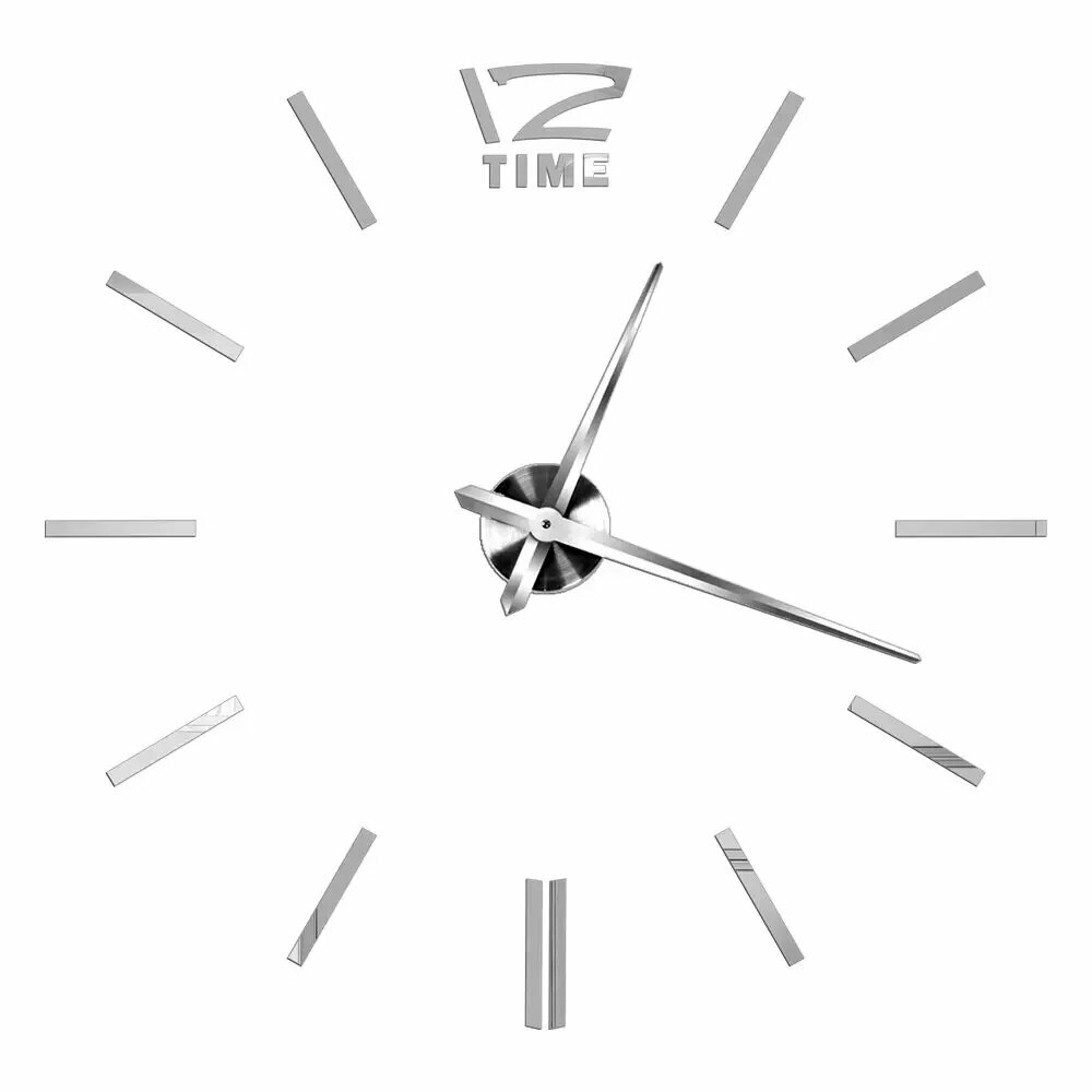 3D цифровые настенные часы Silver D, 47 inch (80-120cm)