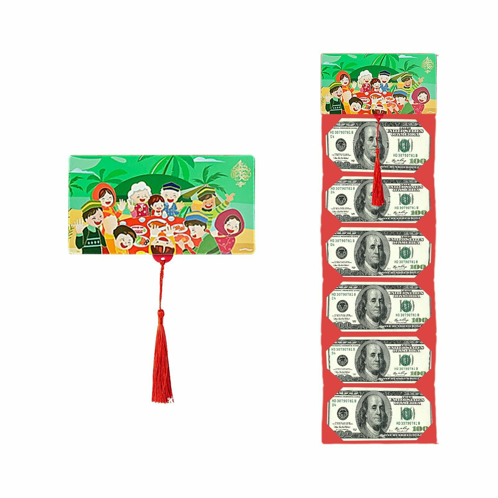 Складной конверт (6 ячеек, зеленый, малайзийский)