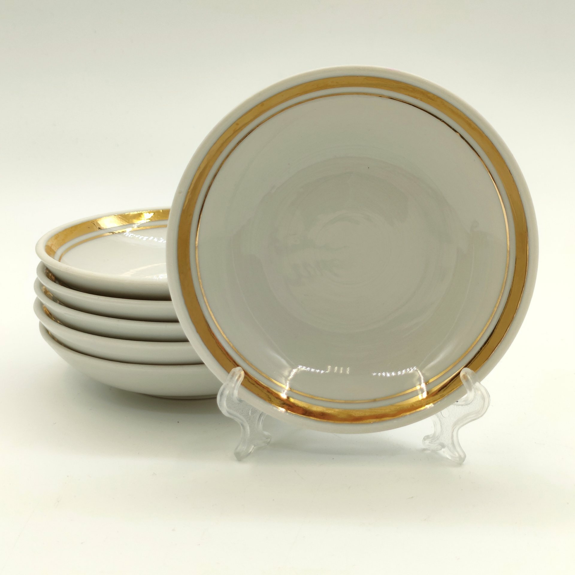 Набор из 6-ти розеток с золотистой каймой, фарфор, золочение
