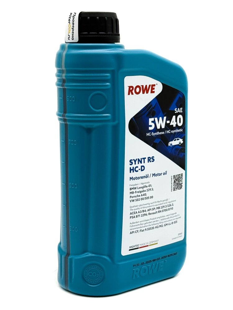 Rowe HIGHTEC SYNT RS 5W-40 HC-D (1л) 20163001099