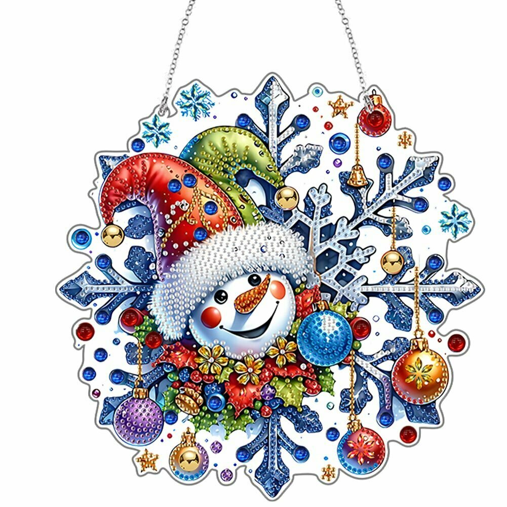 Алмазная картина Снегинка, подвеска из акрила с объемными стразами