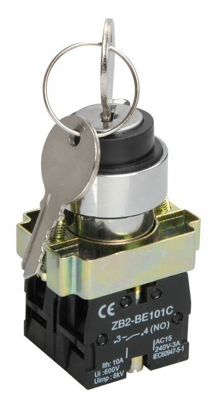 Переключатель LAY5-BG45 на 2 полож. 1НО+1НЗ с ключ. без фиксации KARAT IEK BSW80-BG-2-K02