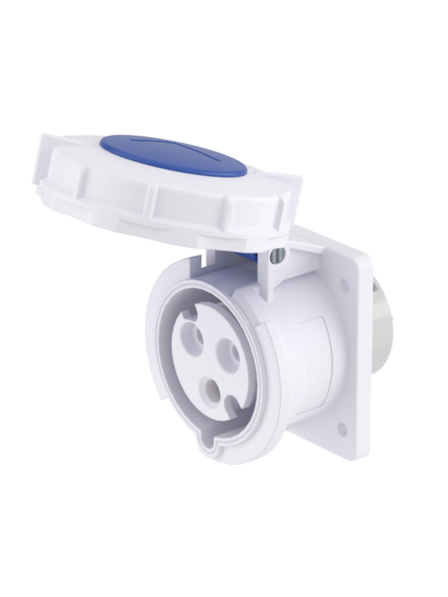 Розетка панельного типа DKC PSS 32A, 2P+E, 230В, IP67, белый/синий