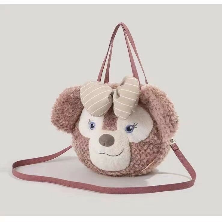 Duffy bear plush shoulder bag for women with embroidered cartoon design and light load