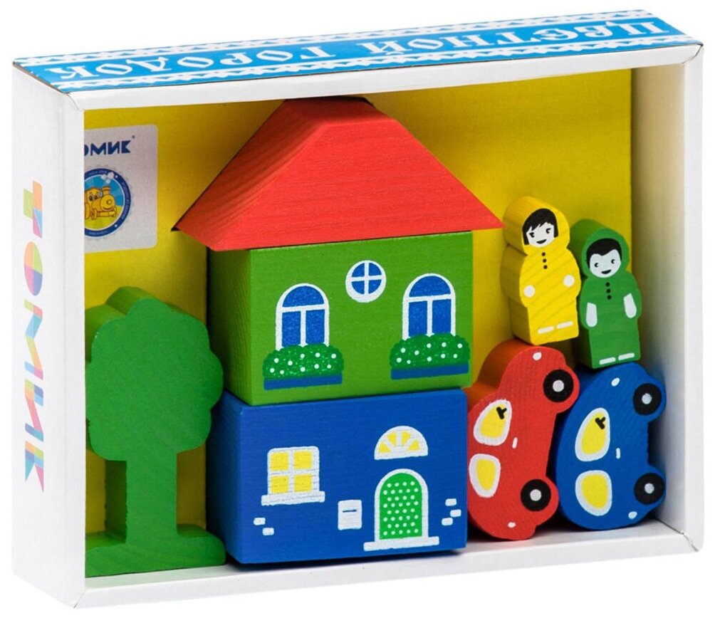 Деревянный конструктор Томик Цветной Городок, желтый, 8 деталей (8688-1)