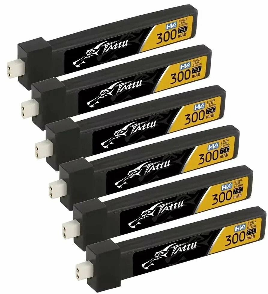 Аккумулятор Tattu 300mAh 1S 75C 3.8V LiPo Battery BT2.0