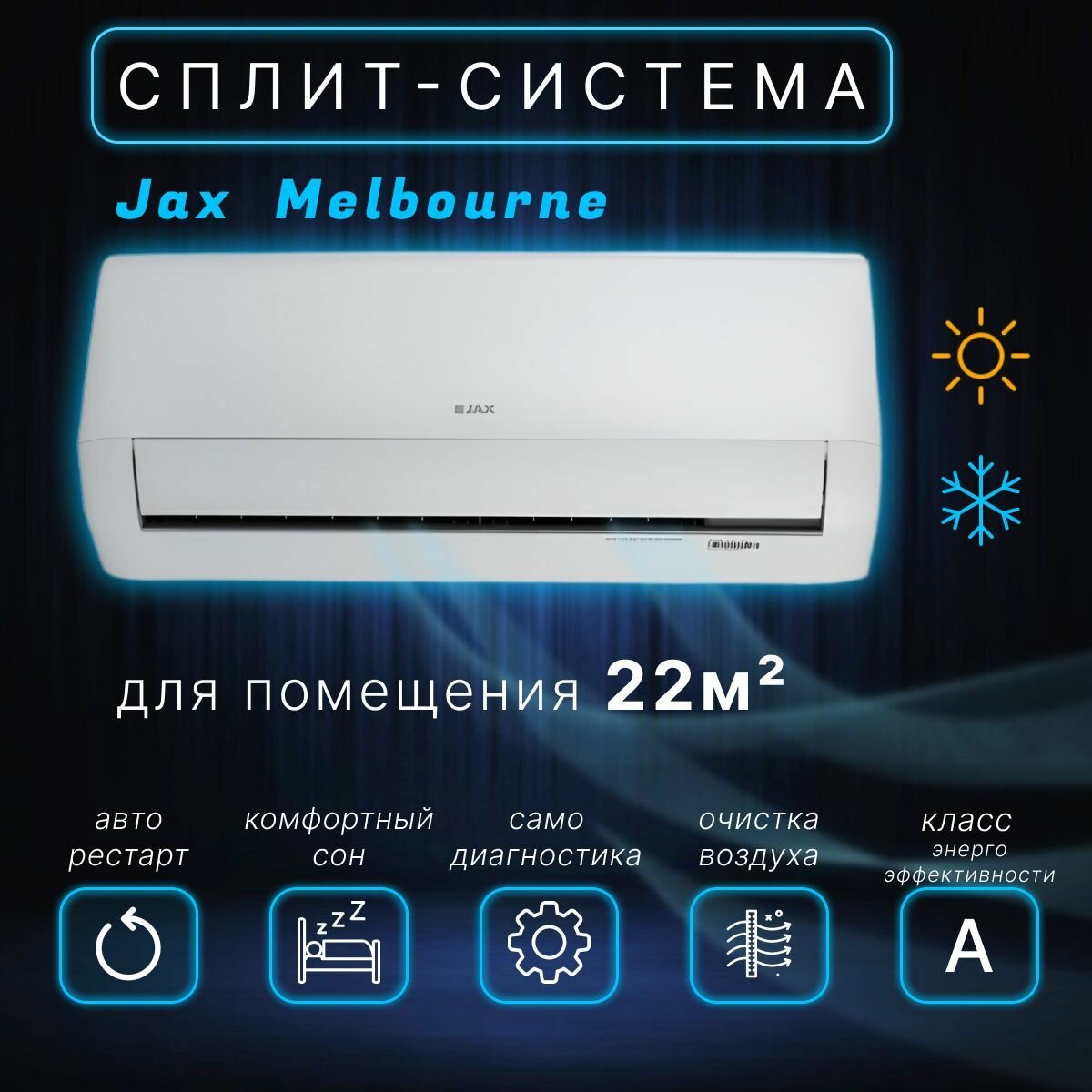 Сплит-система Jax ACM-08HE (завод Gree) серия Melbourne на площадь до 22 метров