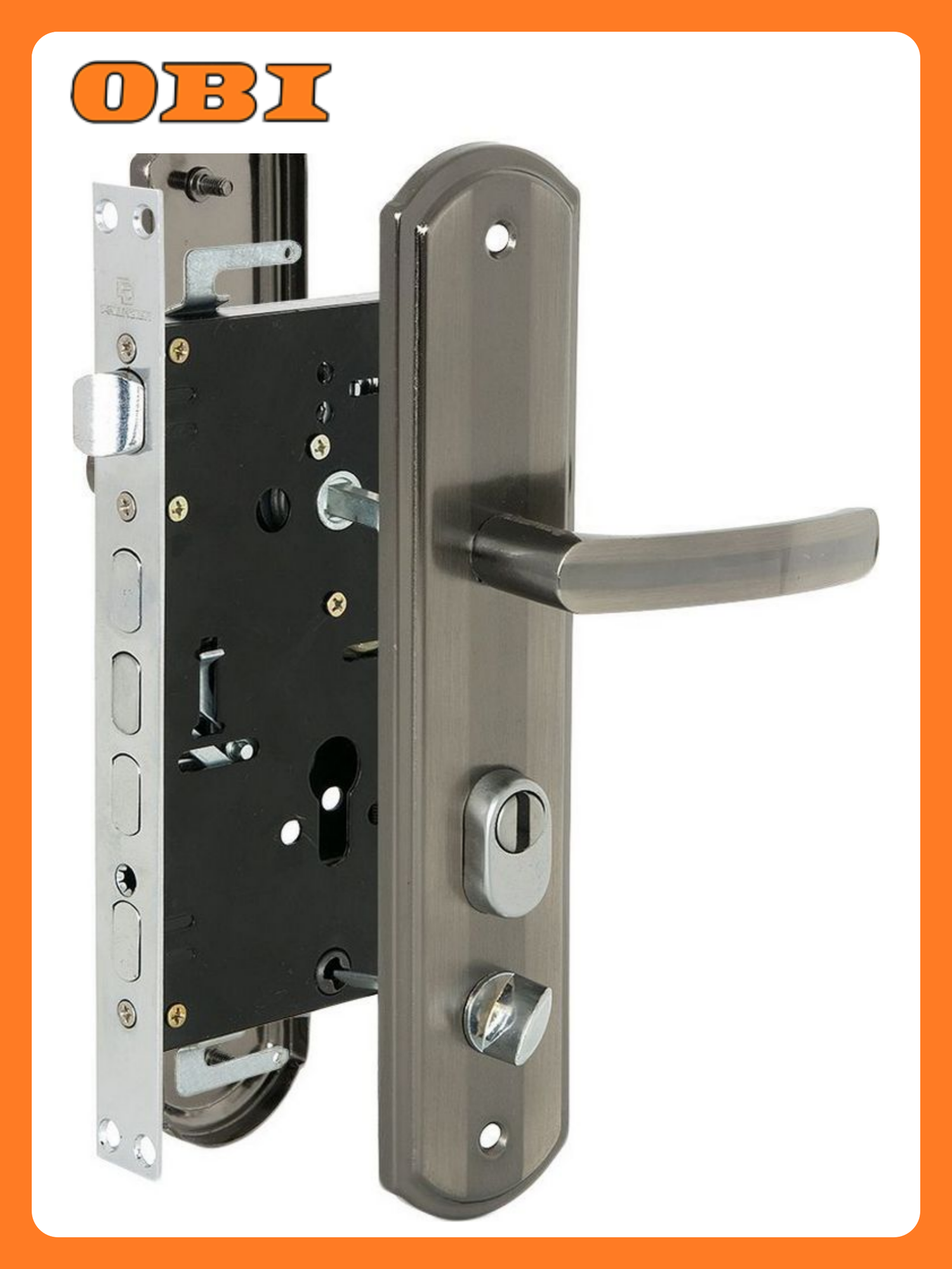 Замок Palladium 505, цилиндровый, для металлических дверей, левый, серый