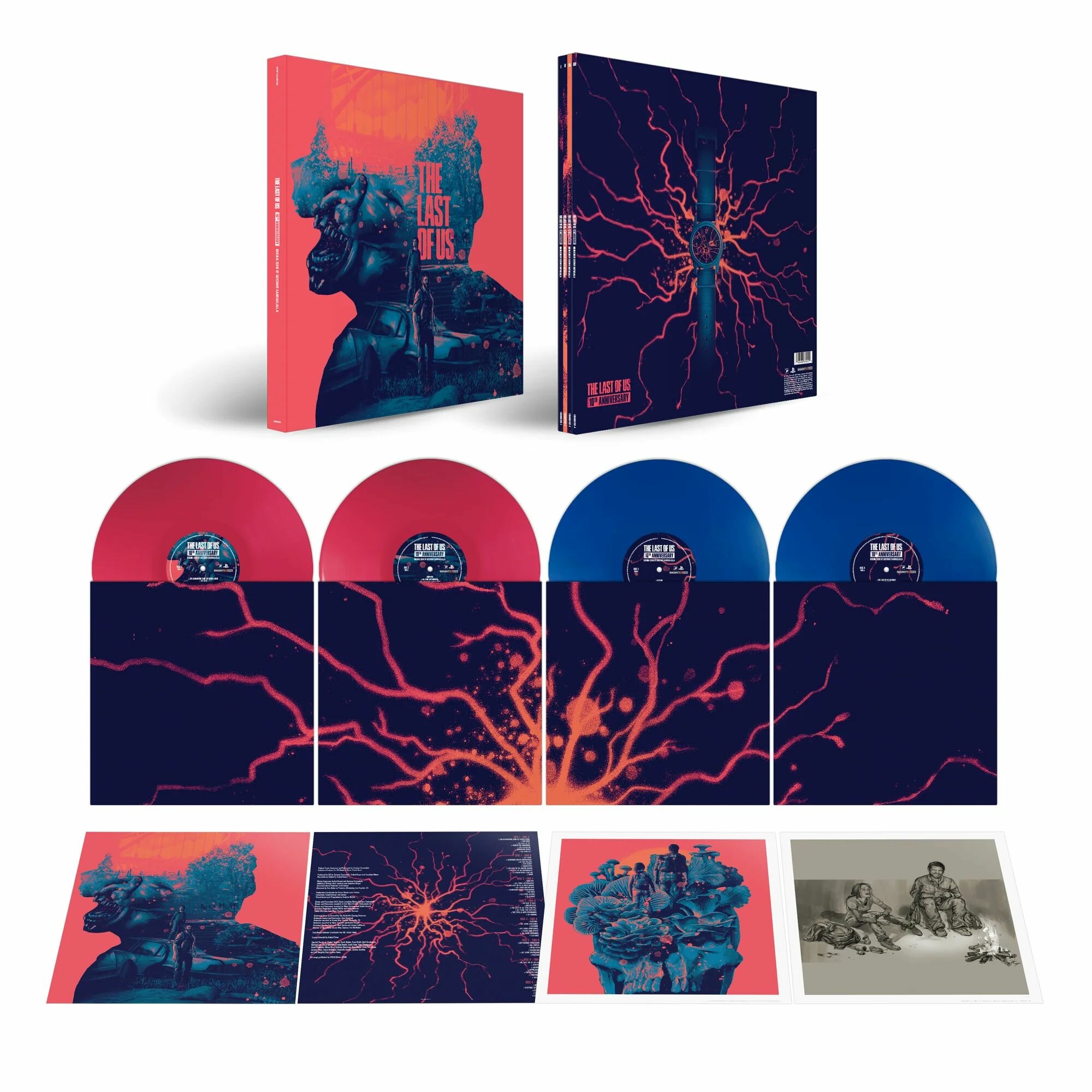 The Last Of Us: Complete OST (Red-Blue 4LP Box-Set USA Limited Soundtrack) Цвет: "Красный и Синий", Ультра-Редкая, Виниловая Пластинка из США в Бокс-Сете + Музыка из DLC Left Behind, Одни из Нас