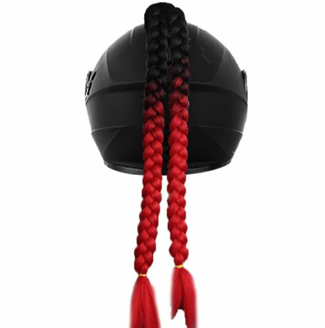 Украшение для мотоциклетных, горнолыжных шлемов косичка (красный)