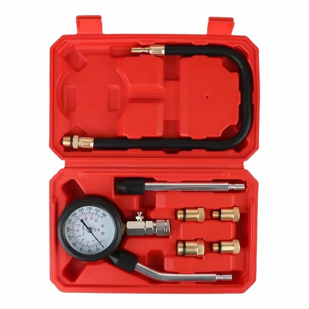 Компрессометр бензиновых двигателей — тестер компрессии 0-300 PSI (0-20 бар) с адаптерами M10 M12 M14 M18 и кейсом