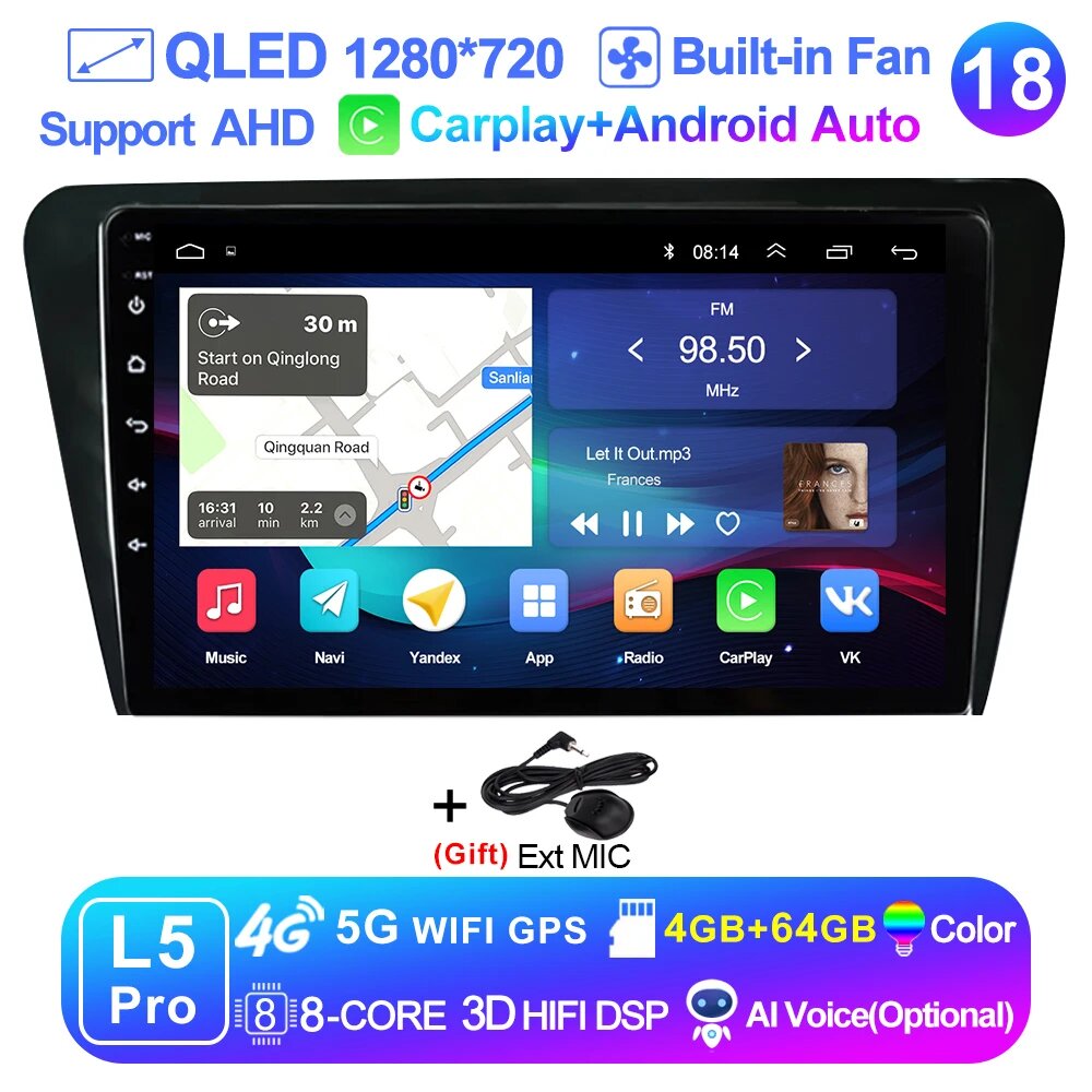 LEHX L6Pro автомобильный радиоприемник мультимедийный видеоплеер для SKODA Octavia L5 Pro(4-64GB)-0