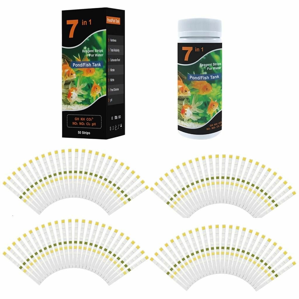 50/100 шт. набор для тестирования аквариума, тест-полоски для пресной и соленой воды, pH, нитриты, щелочность, 100 штук