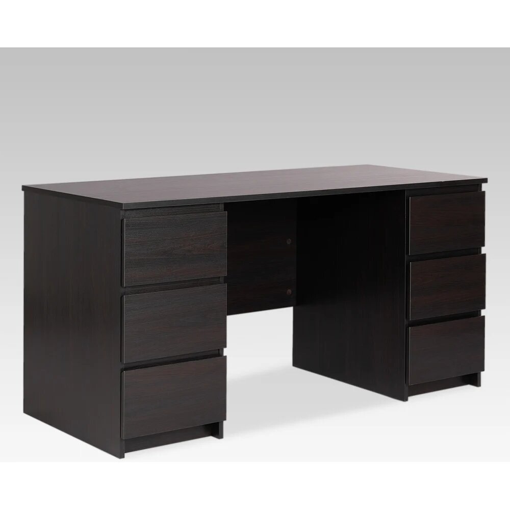 Письменный стол Гуд лакк, кастор, кастор 6 ящиков, 151x65x75 см, черный, дуб венге 2.03.06.040.5, 151х65х75 см
