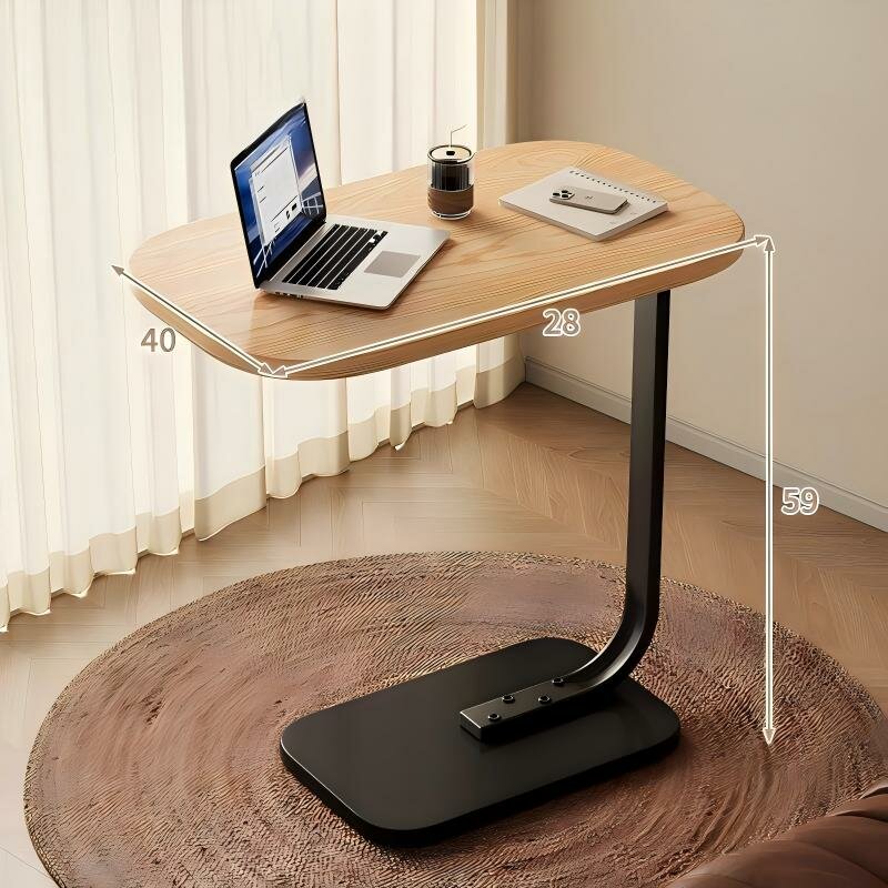 Тумбочка Базовый пункт Простой постельный стол Цвет бревен + черная рама, фундамент Размер: 40 * 28 * 59cm