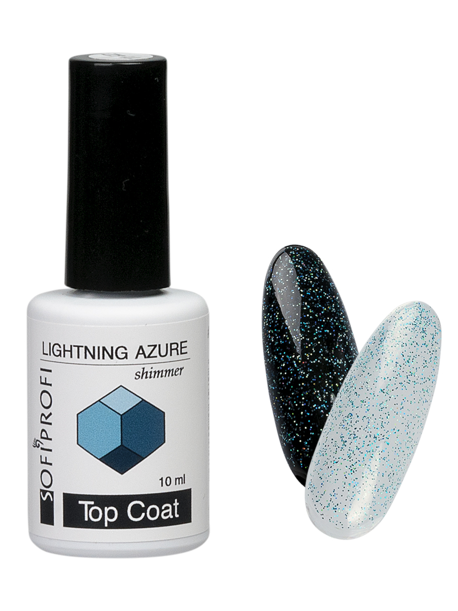 Топ-гель для ногтей с шиммером Lightning Azure Sofiprofi Top Coat Lightning Azure Shimmer, 10 мл