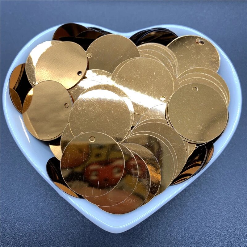 Золотые пайетки 20 мм, 200 шт, цвет 18