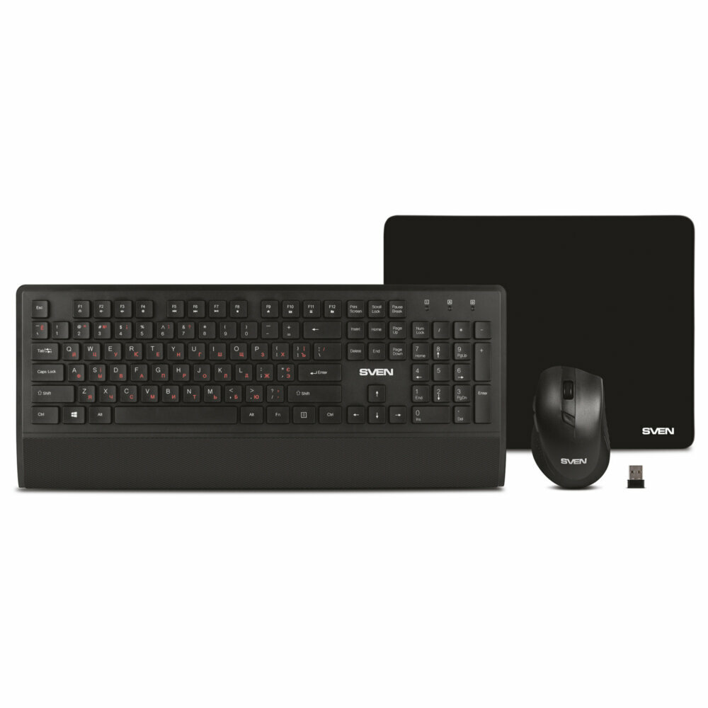 Комплект клавиатура+мышь беспроводной SVEN KB-C3800W black (USB, 1600dpi) (SV-017293)