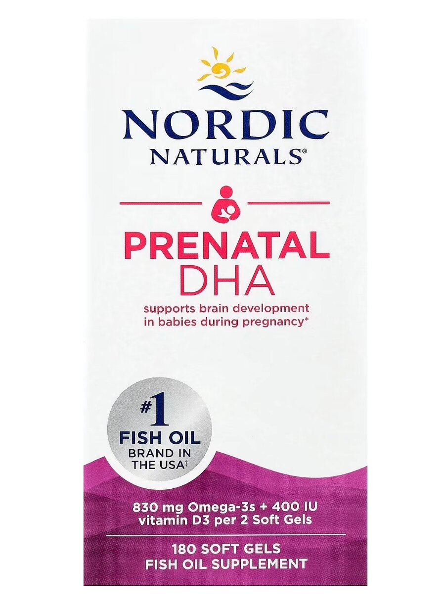 Nordic DHA Prenatal пренатальная ДГК без добавок 180 капсул