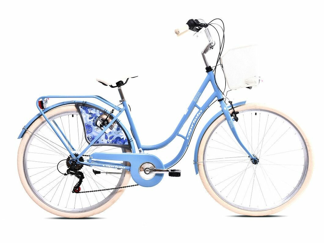 Велосипед CAPRIOLO CITY BIANKA (1 X 6), рама сталь 18', колёса 28' (лазурный - белый)
